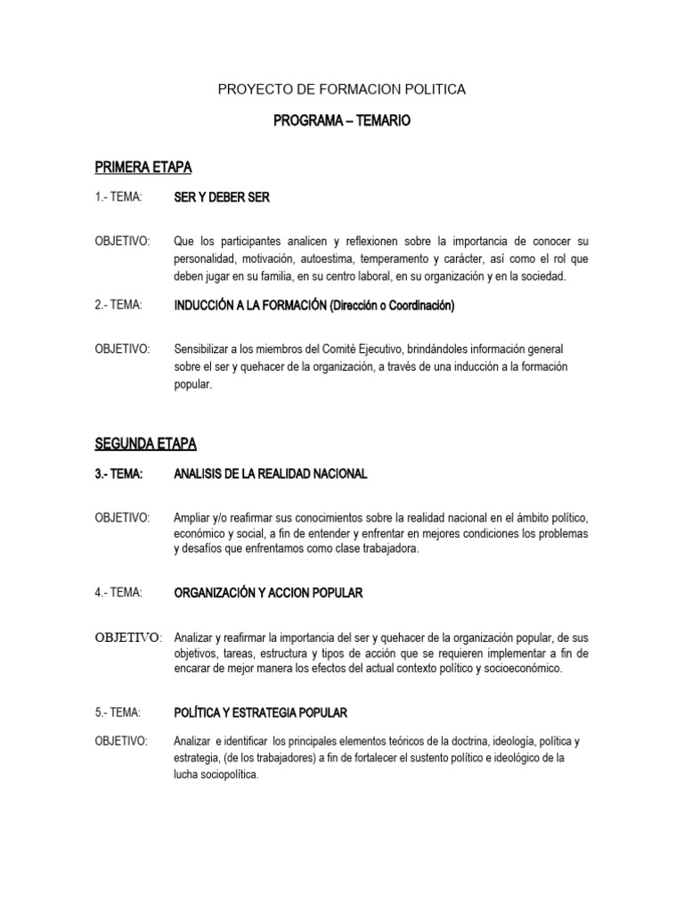 Proyecto de Formacion Politica Amos | PDF | Capitalismo | Socialismo