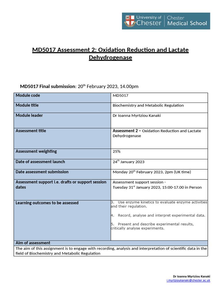 Assessment 2 Brief MD5017 Oct22 | PDF