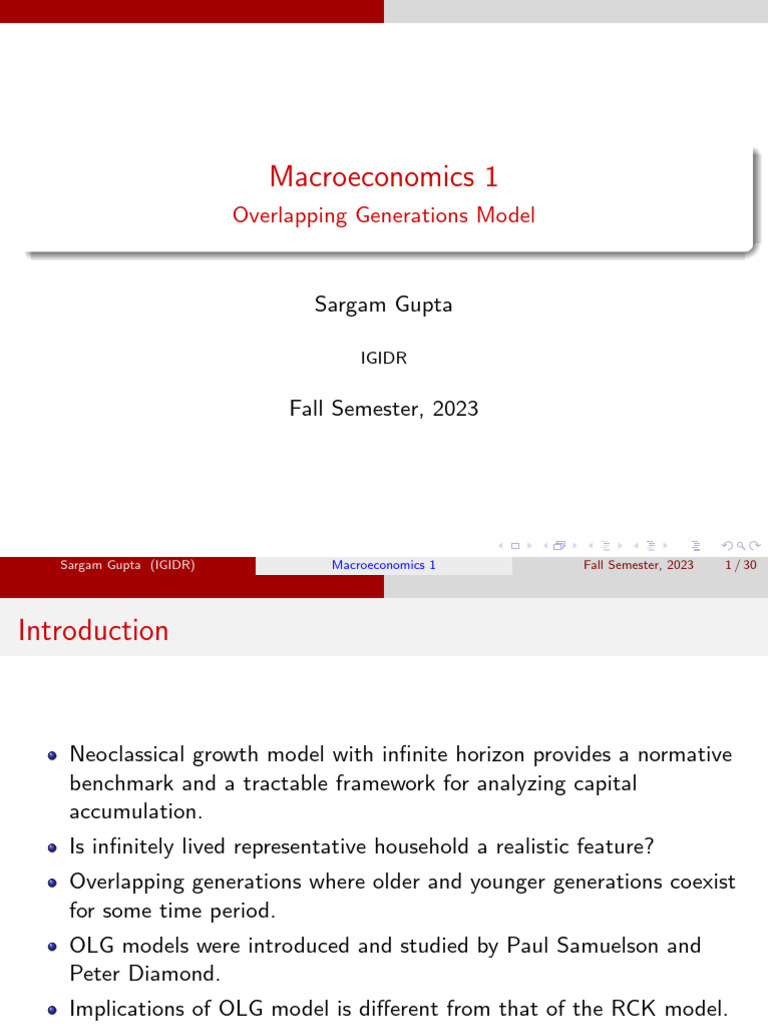 Overlapping Generations Model | PDF | Macroeconomics | Economies