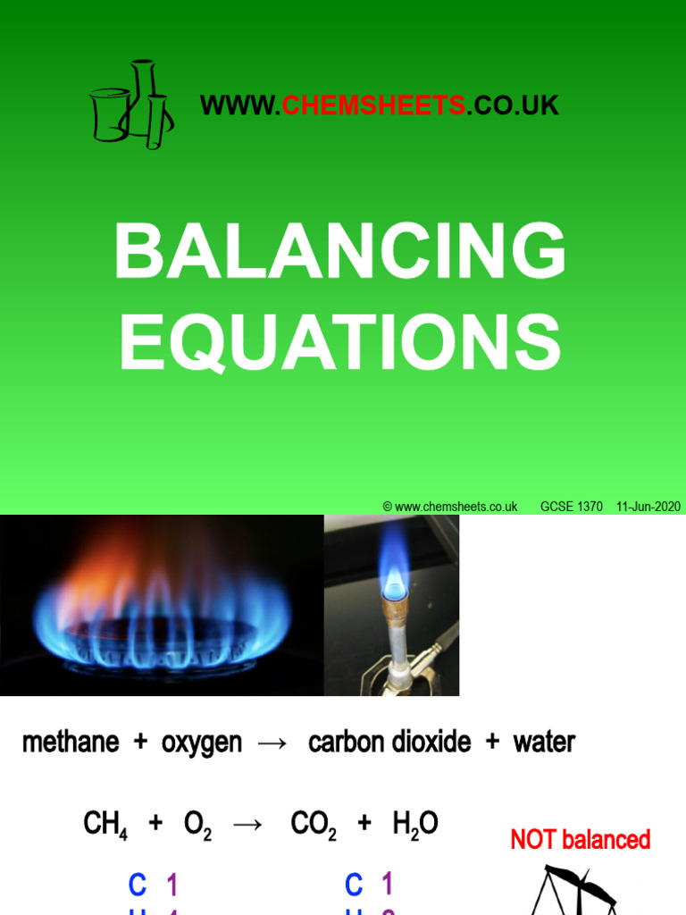 Chemsheets GCSE 1370 Balancing Equations | PDF | Teaching Methods ...