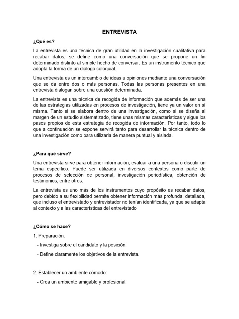 Guía Completa de Entrevistas: Tipos y Técnicas | PDF | Calidad ...