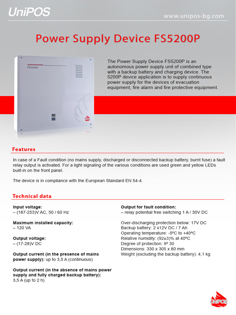Power Supply for Fire Safety Systems | PDF | Power Supply | Mains ...