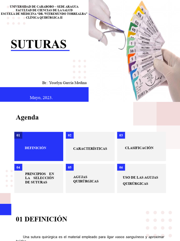 Suturas Presentacion | PDF | Sutura Quirúrgica | Medicina CLINICA