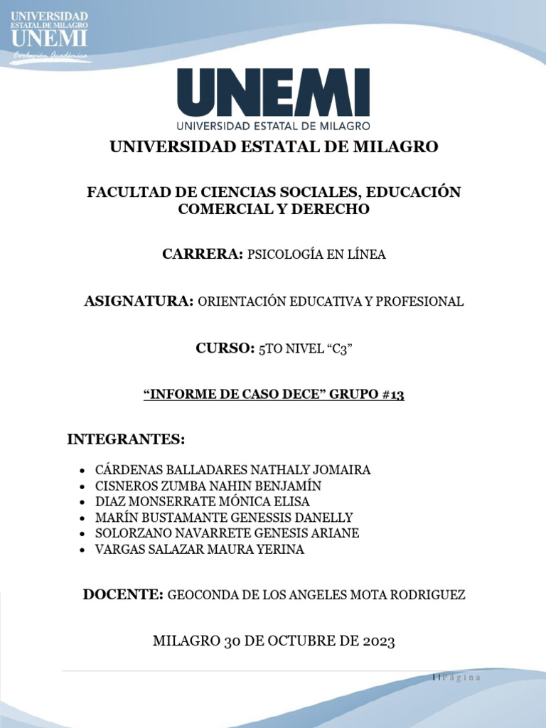 Informe de Caso Dece Grupo N13 | PDF
