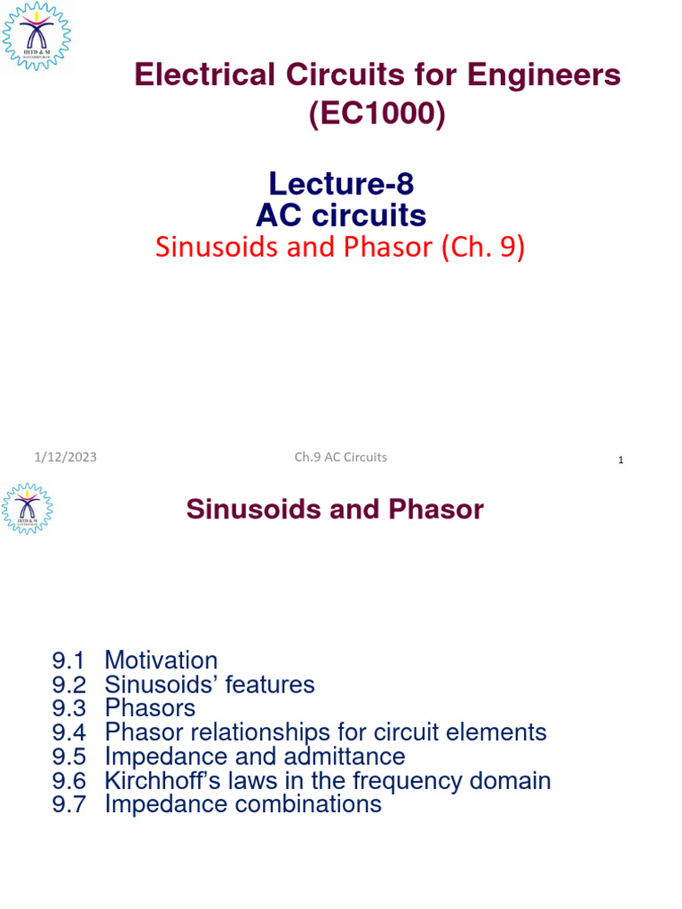 Lecture-8 Sinusoids and Phasor | PDF