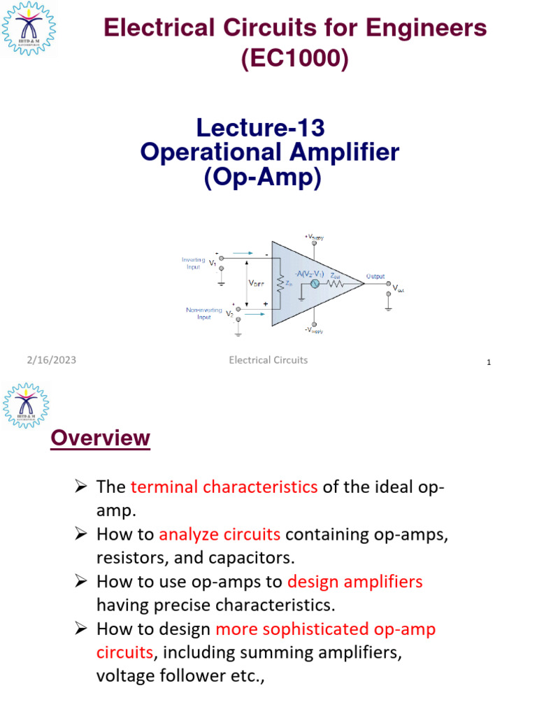 Lecture 13 Operational Amplifiers | PDF