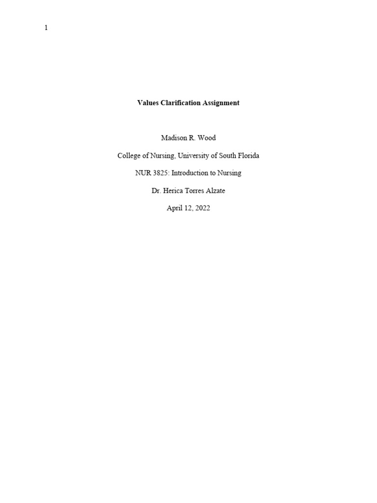 Values Clarification Assignment | PDF | Nursing | Patient