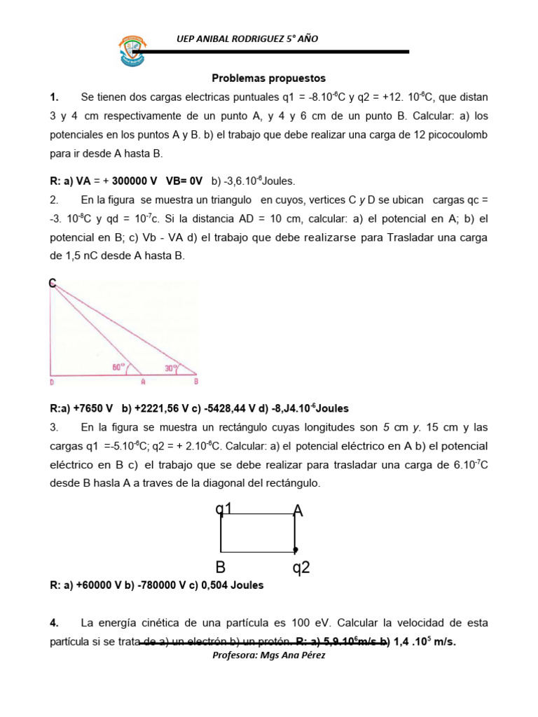 Potencial Electrico 1 | Descargar gratis PDF | Electrón | Electronvoltio