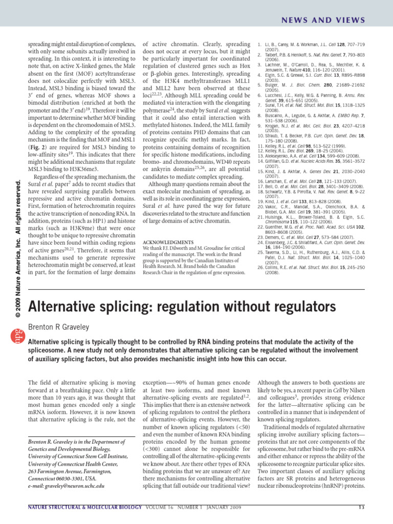 Alternative Splicing: Regulation Without Regulators | PDF | Rna Splicing | Alternative Splicing
