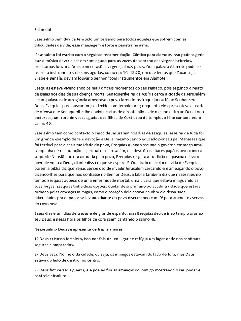Salmo 46: Força em Tempos Difíceis | PDF | Salmos | Deus