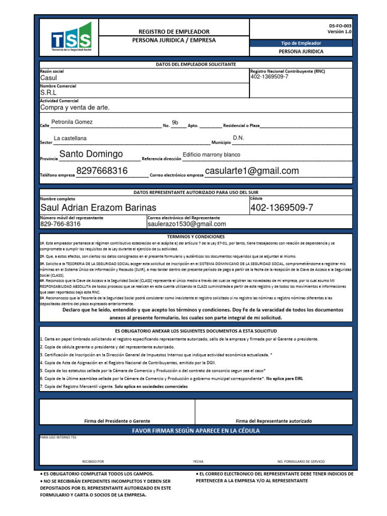 Registro Empleados Tss | PDF