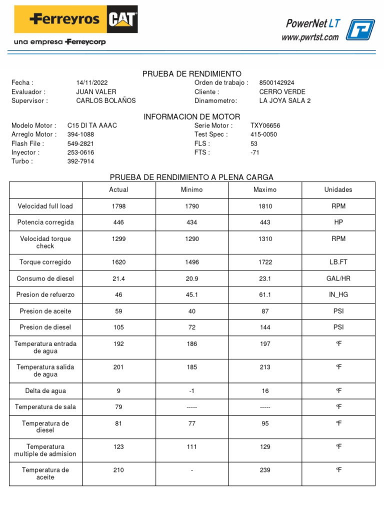PRUEBA MOTOR - c18 | PDF | Tecnología energética | Tecnología del motor