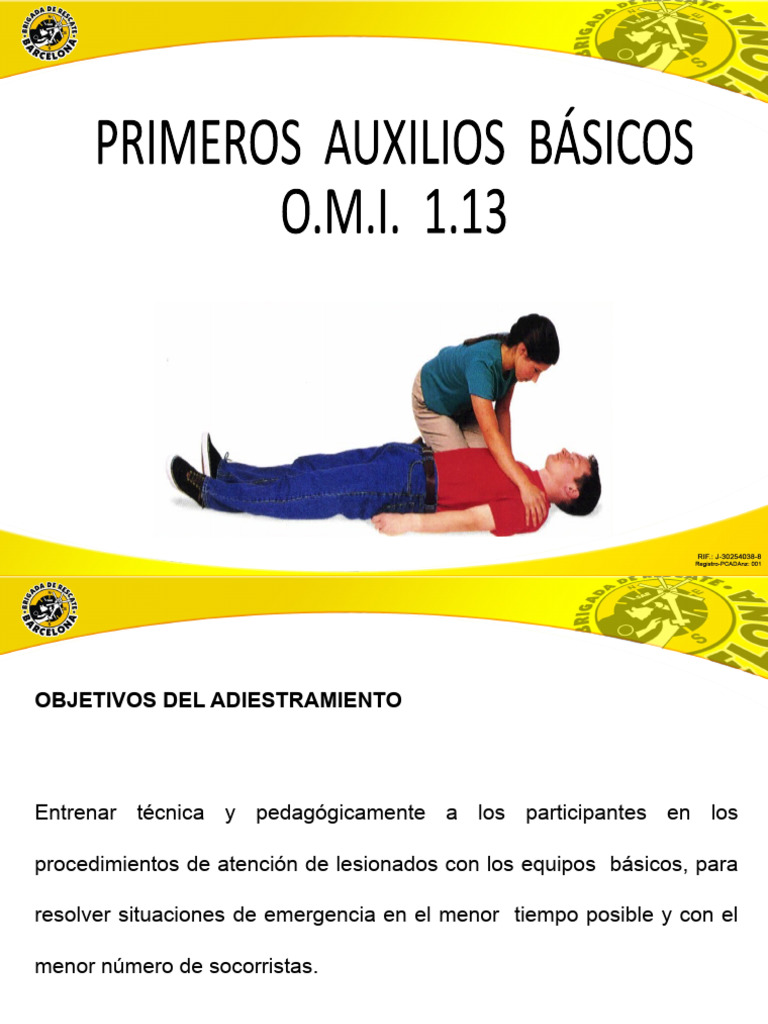 Primeros Auxilios Basicos Omi 1.13 2012 | PDF | Reanimación cardiopulmonar | Presión sanguínea