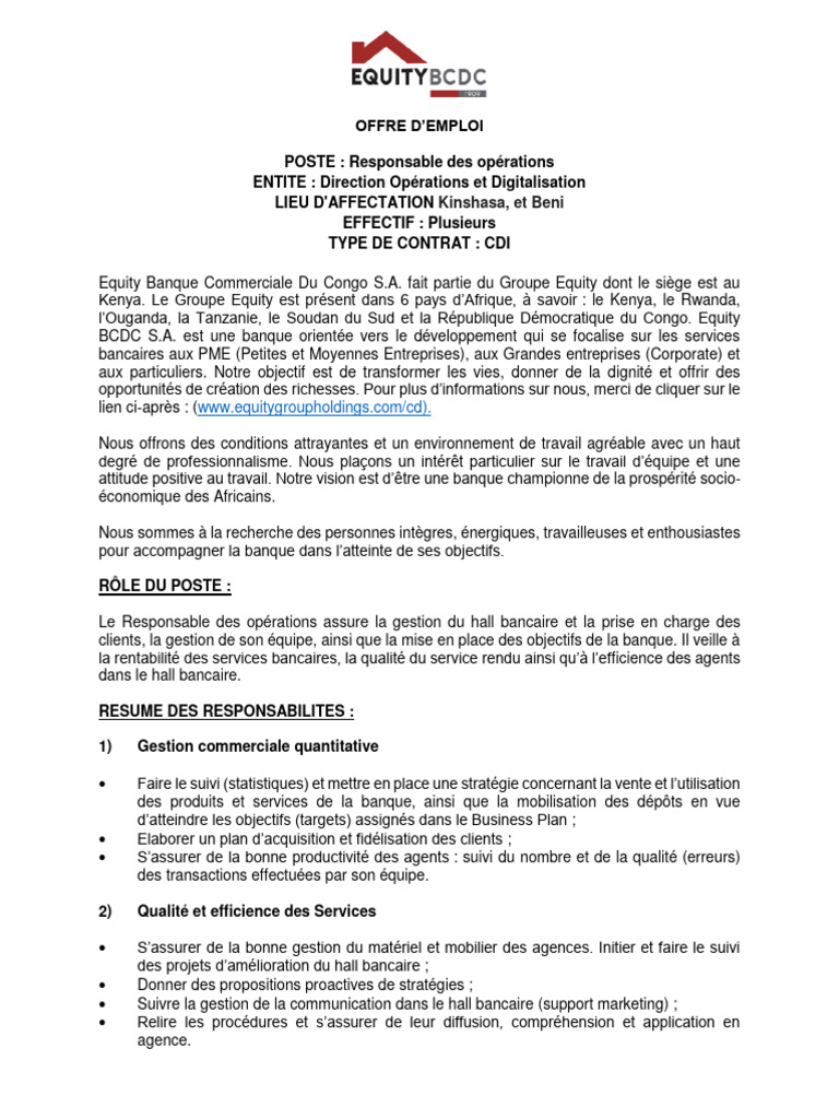 Offre OPS Manager | PDF