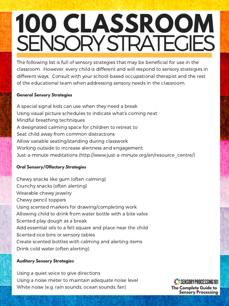 100 Effective Classroom Sensory Strategies | PDF | Classroom