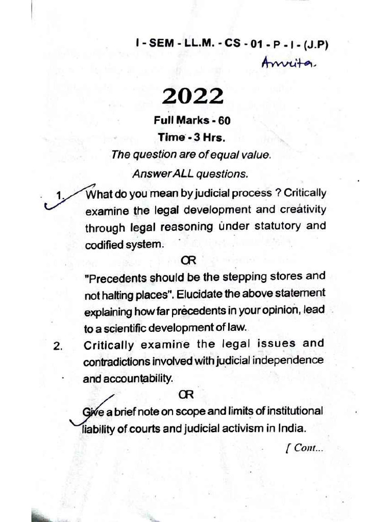 Sem I LLM Questions | PDF