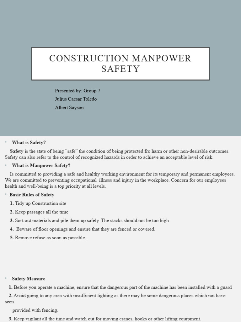 Construction Manpower Safety | PDF