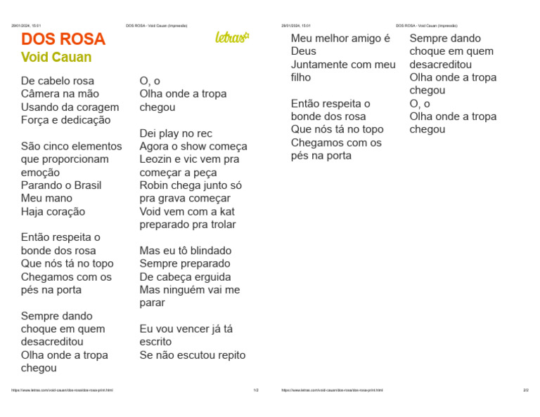 DOS ROSA - Void Cauan (Impressão) | PDF