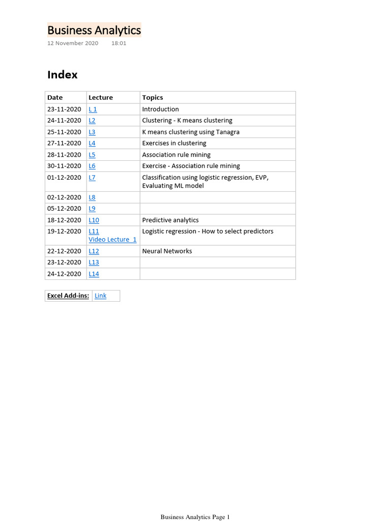 Business Analytics | PDF | Dependent And Independent Variables | Analytics