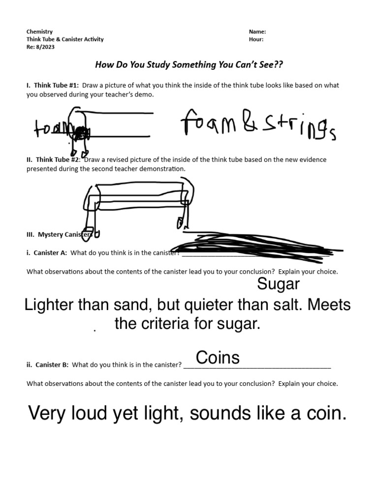 Chemistry Think Tube & Canister Activity | PDF | Home & Garden