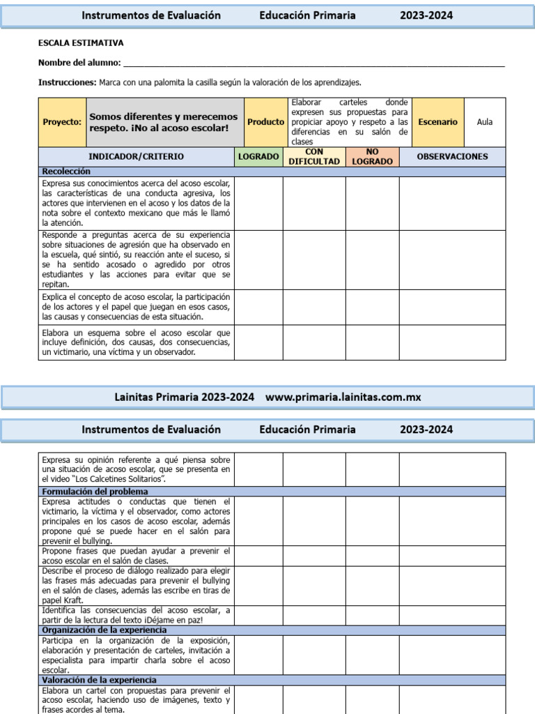 5to Grado Febrero - Instrumentos de Evaluaci N (2023-2024) | PDF | Metodología de encuesta ...