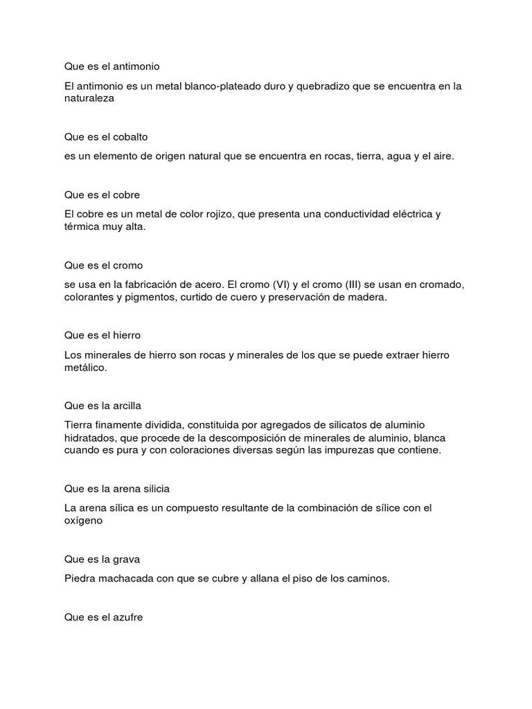 El Antimonio: Metal y sus Usos | PDF | Rieles | Elementos químicos