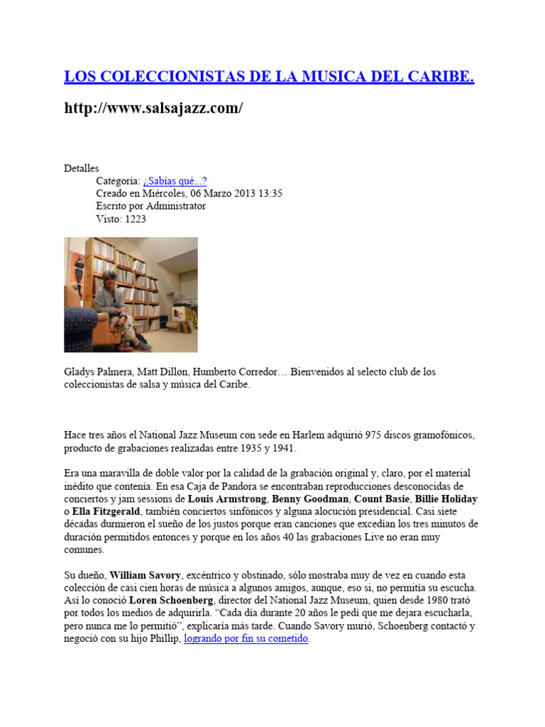 1los Coleccionistas de La Musica Del Caribe | PDF