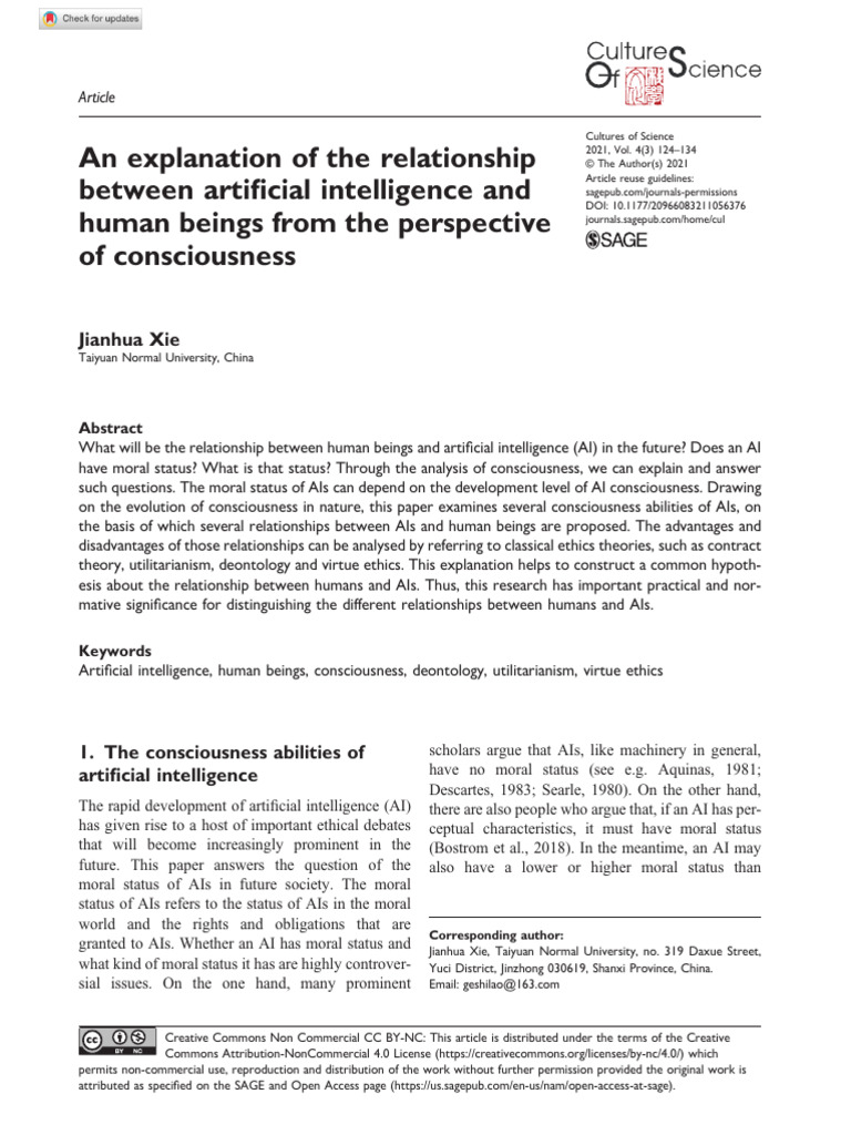 An Explanation of The Relationship Between Arti Ficial Intelligence and Human Beings From The ...