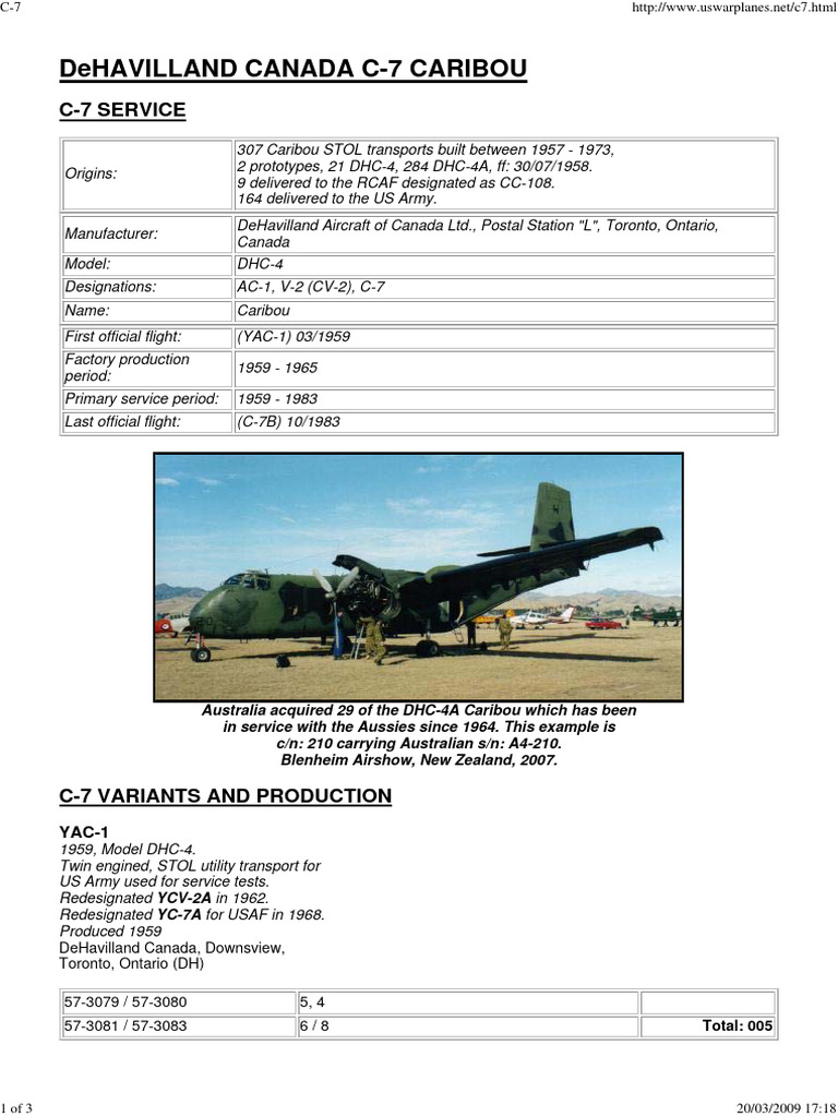 Dehavilland Canada C-7 Caribou | PDF