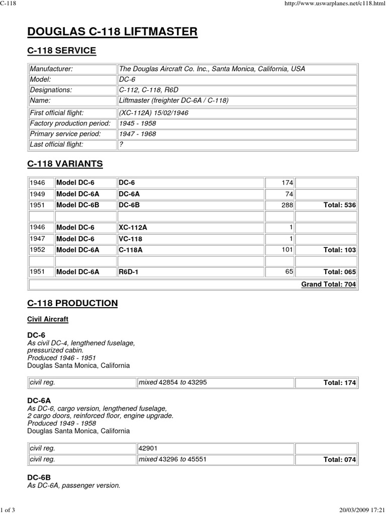 Douglas C-118 Liftmaster | PDF | Vehicles | Aviation