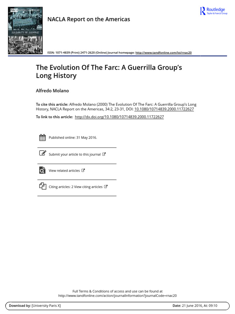 Molano, Alfredo - The Evolution of The Farc - A Guerrilla Group's Long ...