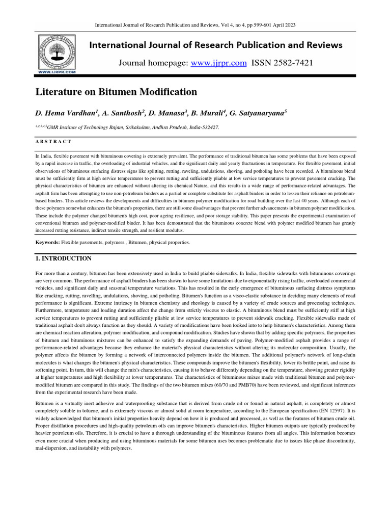 Bitumen Modification | PDF | Polymers | Road Surface