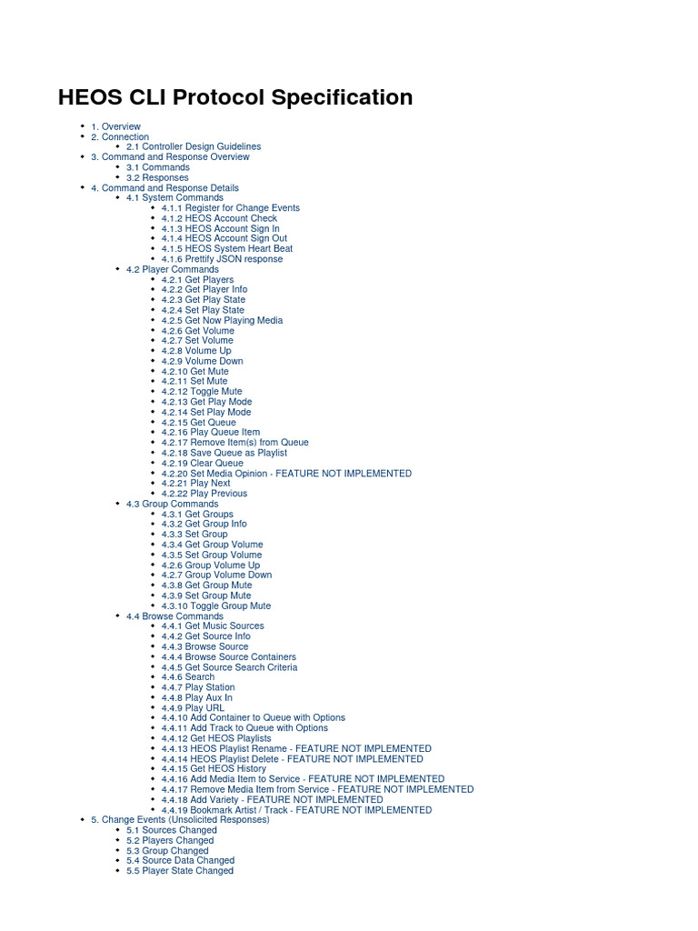 01.2015 Heos - Cli Protocol V01 | PDF