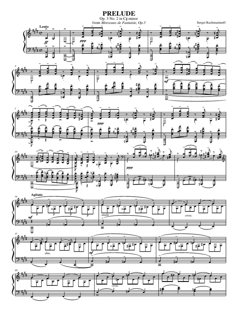 Sergei Rachmaninoff Prelude Op.3 No.2 in C-Sharp Minor | PDF