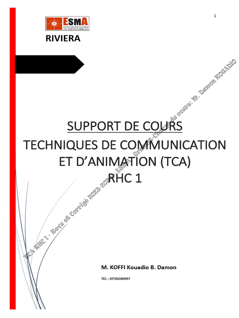 Fascicule Tca Esma RHC 1 2023-2024 Riviera | PDF | la communication | Informations