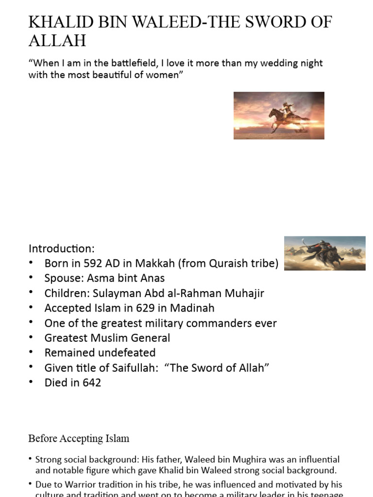 Presentation On Khalid Bin Waleed | PDF | Military | Conflicts