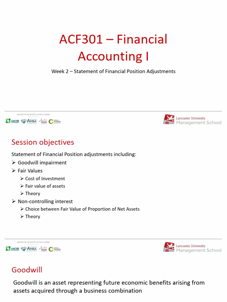 Week 2 - Lecture Slides | PDF | Goodwill (Accounting) | Fair Value Week 2 - Lecture Slides | PDF | Goodwill (Accounting) | Fair Value