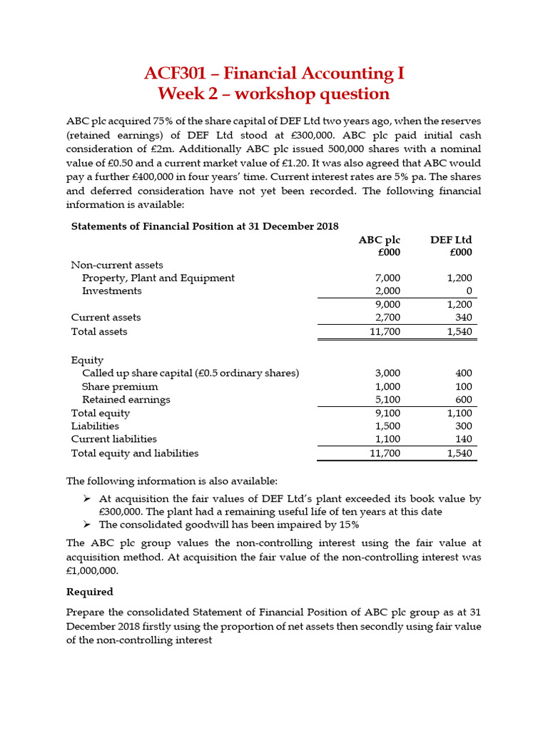 Week 2 - Exercise Question | PDF | Equity (Finance) | Balance Sheet