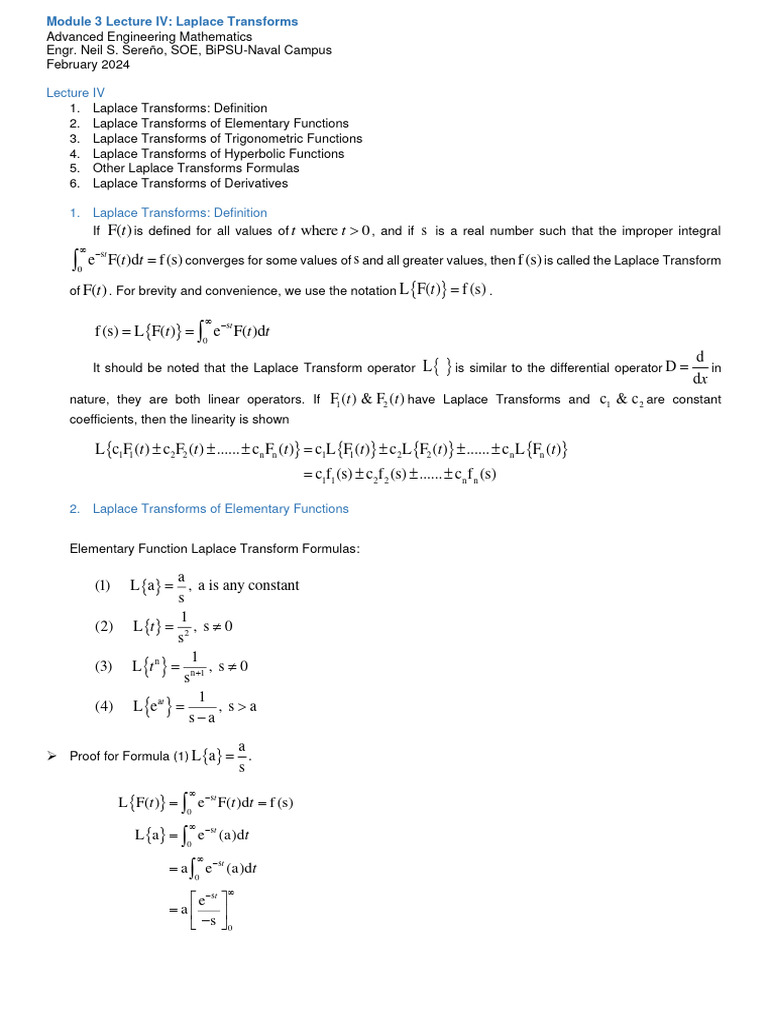 Module 3 Laplace Transforms | Download Free PDF | Geometry | Mathematical Analysis