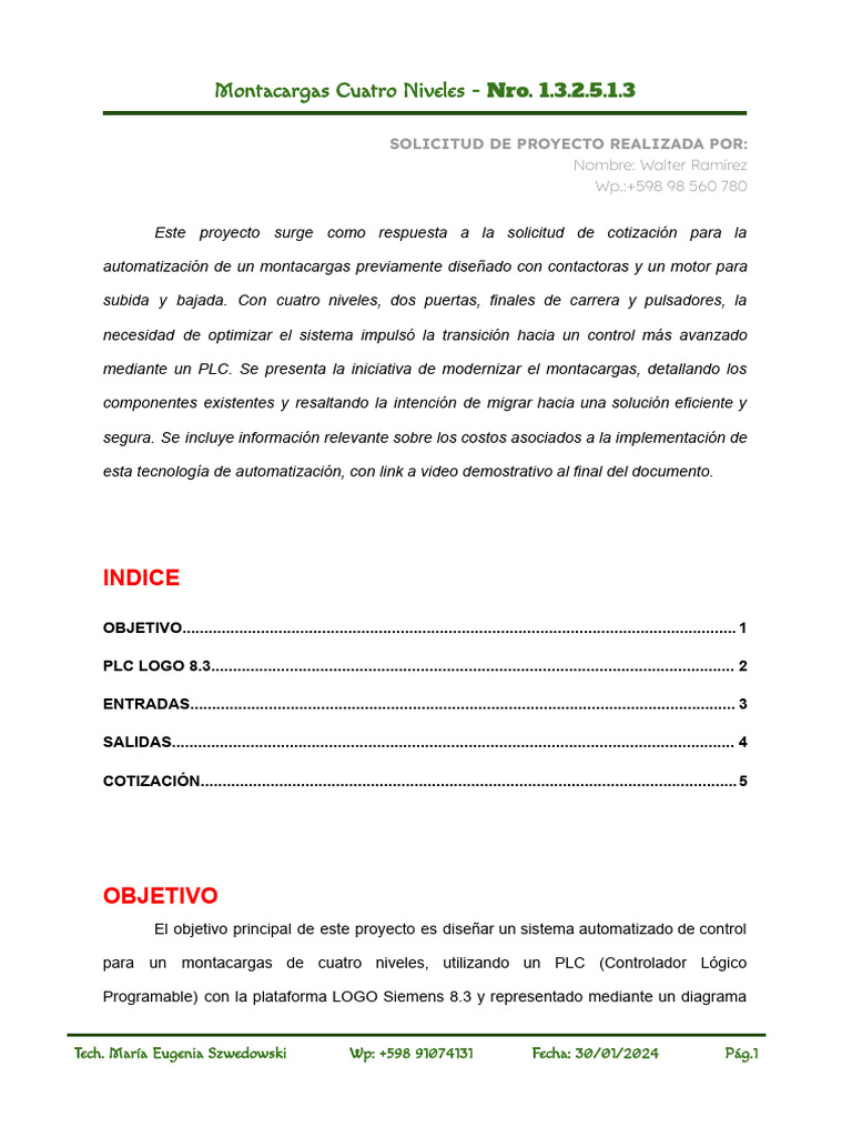 Automatización de Montacargas con PLC | PDF | Controlador lógico ...