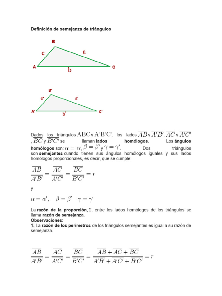 Semejanza de triangulos | PDF | Triángulo | Geometría triangular