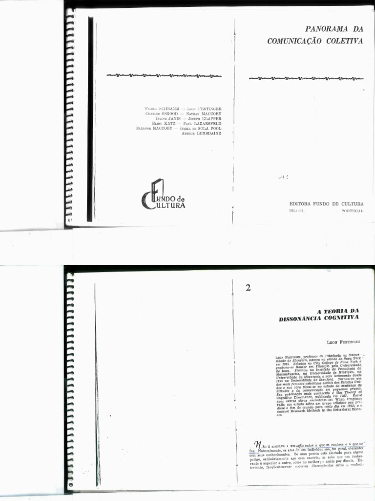 FESTINGER. A Teoria Da Dissonância Cognitiva | PDF