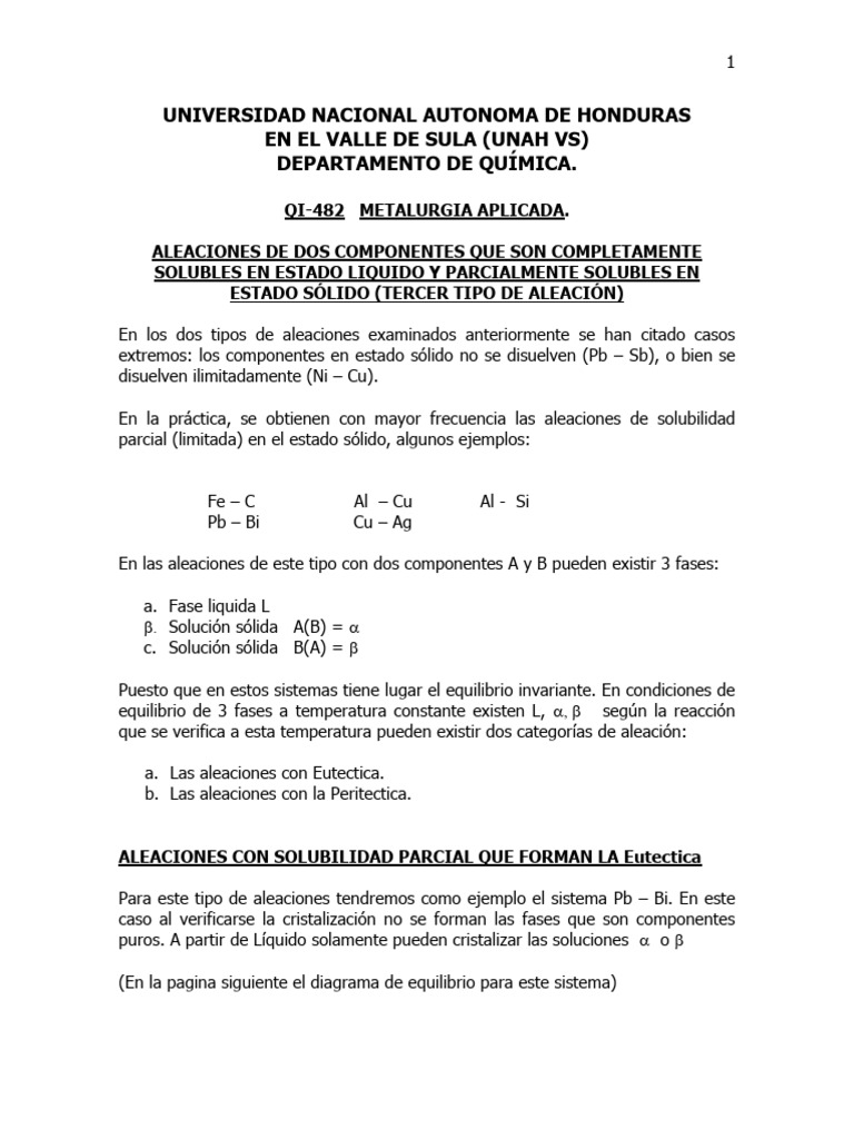Metalurgia 5 III y IV Tipo de Aleaciones | PDF