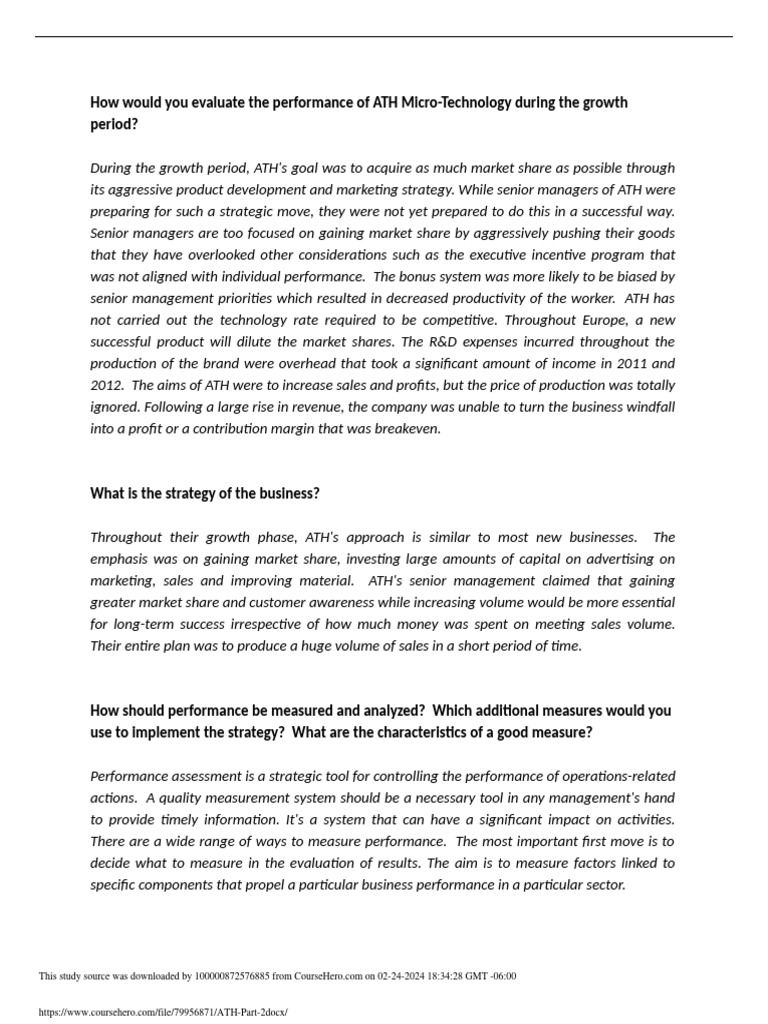 Evaluating ATH Micro-Technology's Growth Performance | PDF | Business | Finance & Money Management