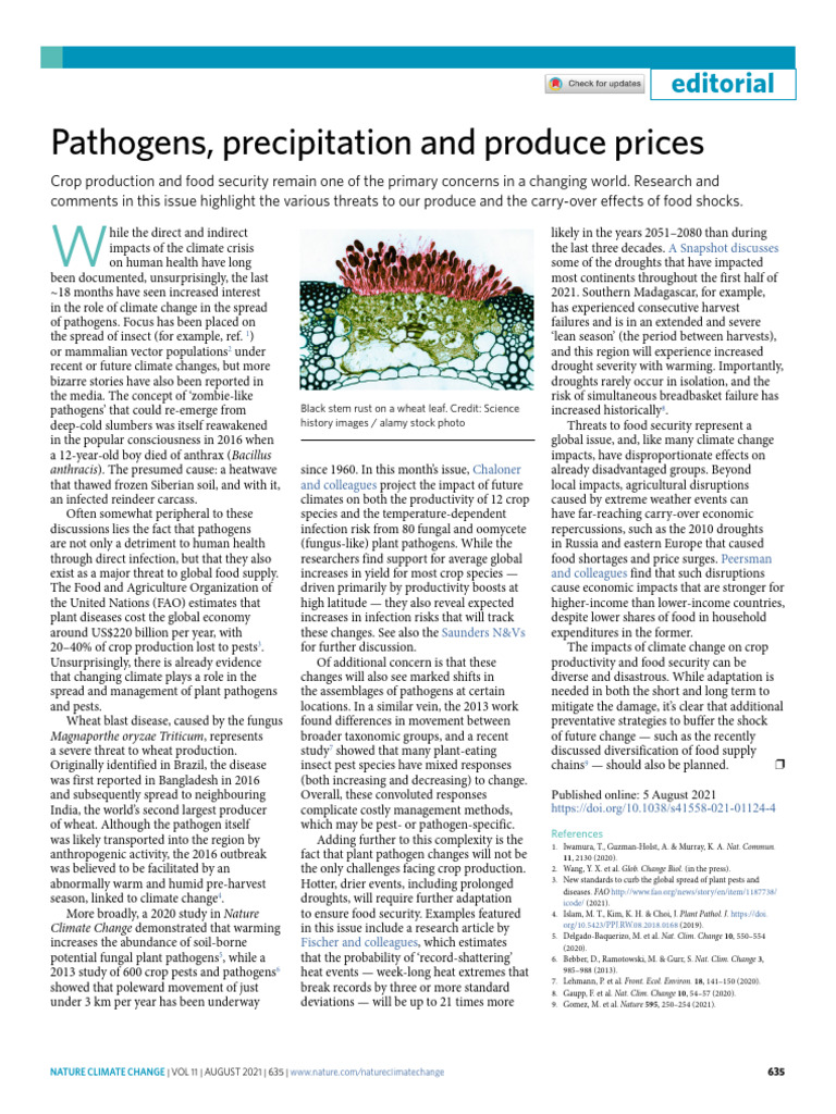 Pathogens, Precipitation and Produce Prices | PDF | Food Security ...