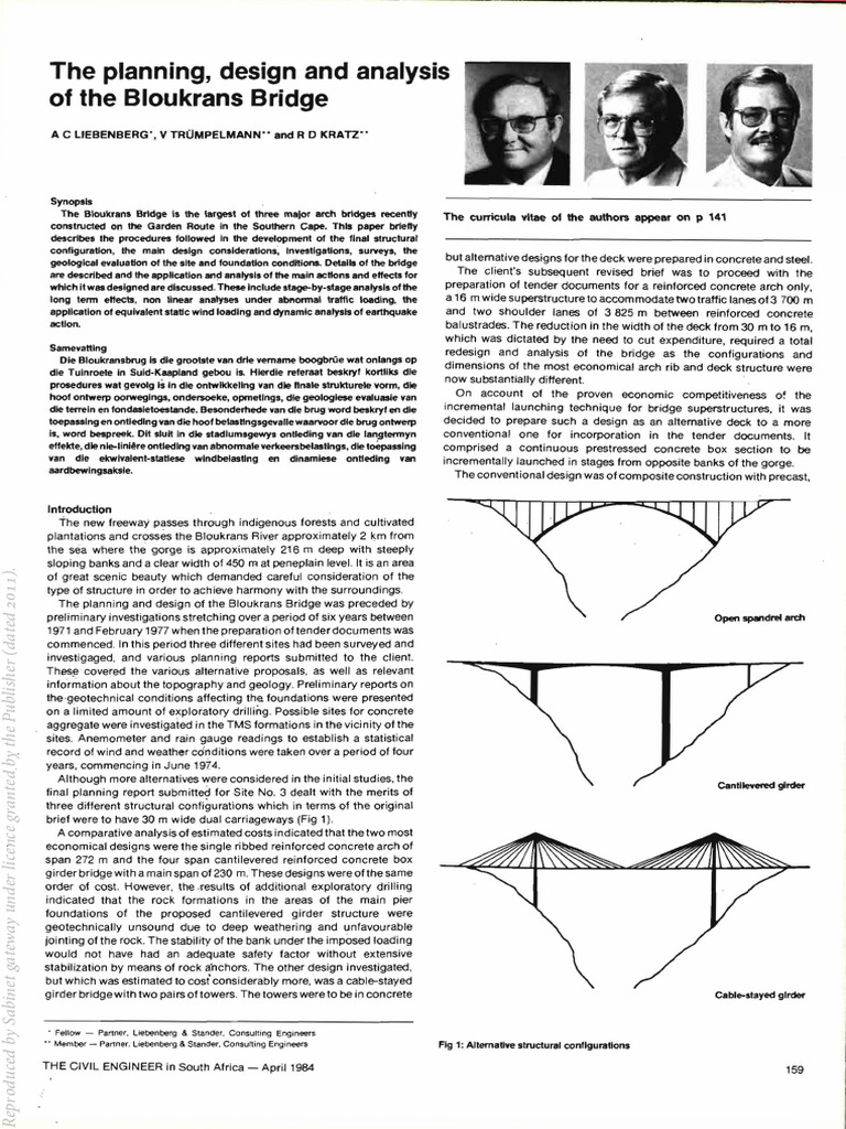 Bloukrans Bridge Design Overview | PDF | Concrete | Reinforced Concrete