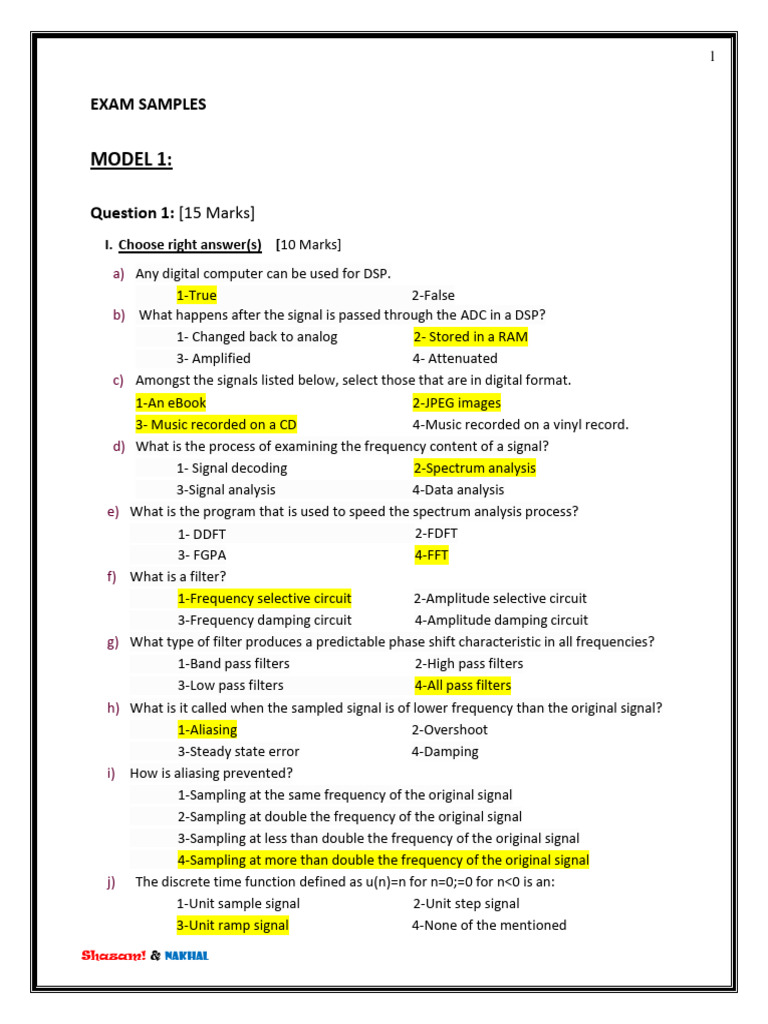 DSP Revision 2022-2023 | PDF | Digital Signal Processing | Filter (Signal Processing)