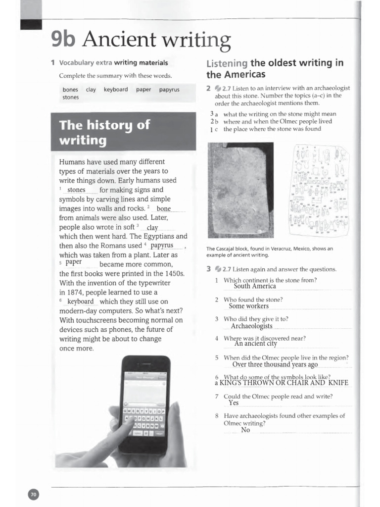 Answer the exercises on pages 70 to 72 in the workbook | PDF | Writing | Papyrus