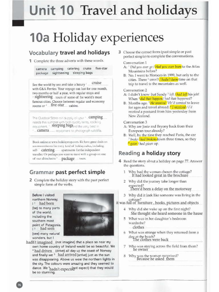 Answer Theexercises On Pages 76 and 77 of The Workbook | PDF