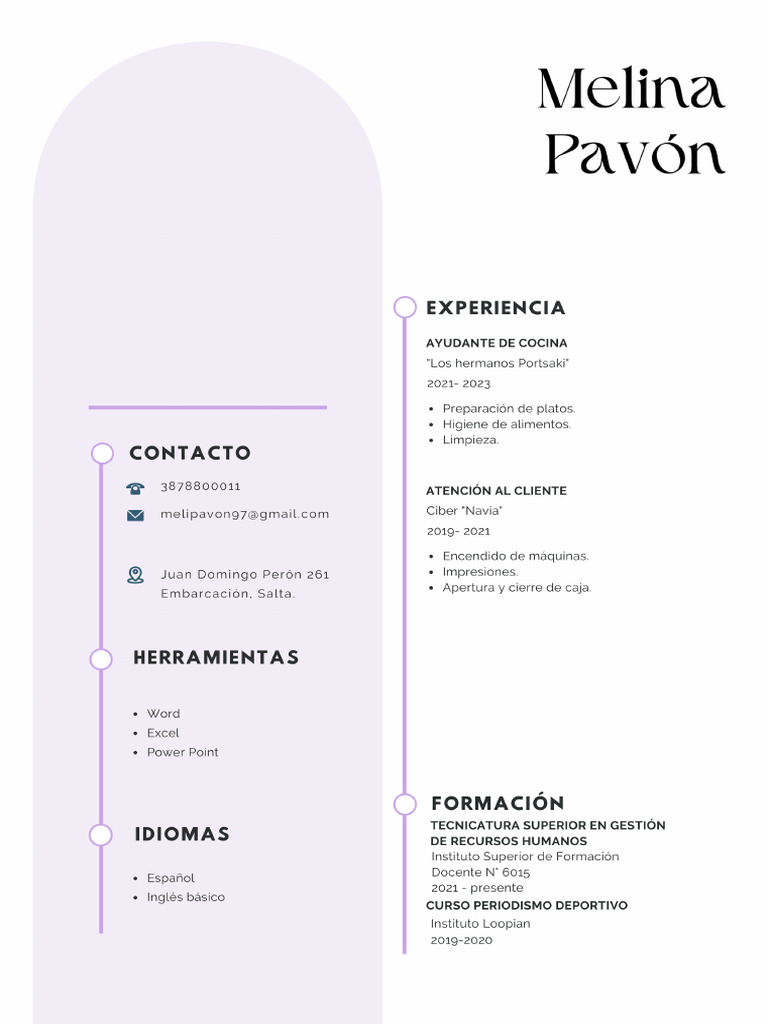 Currículum Vitae Melina Pavón - 20240119 - 194917 - 0000 | PDF